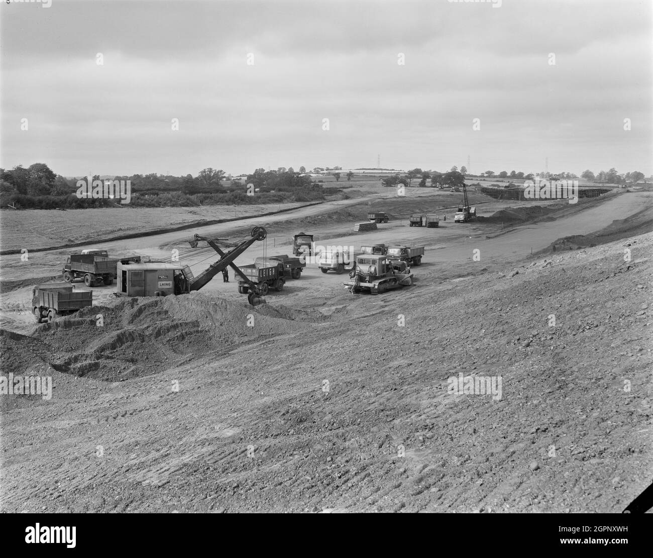 A view of the construction of the Midland Link Motorway, between ...