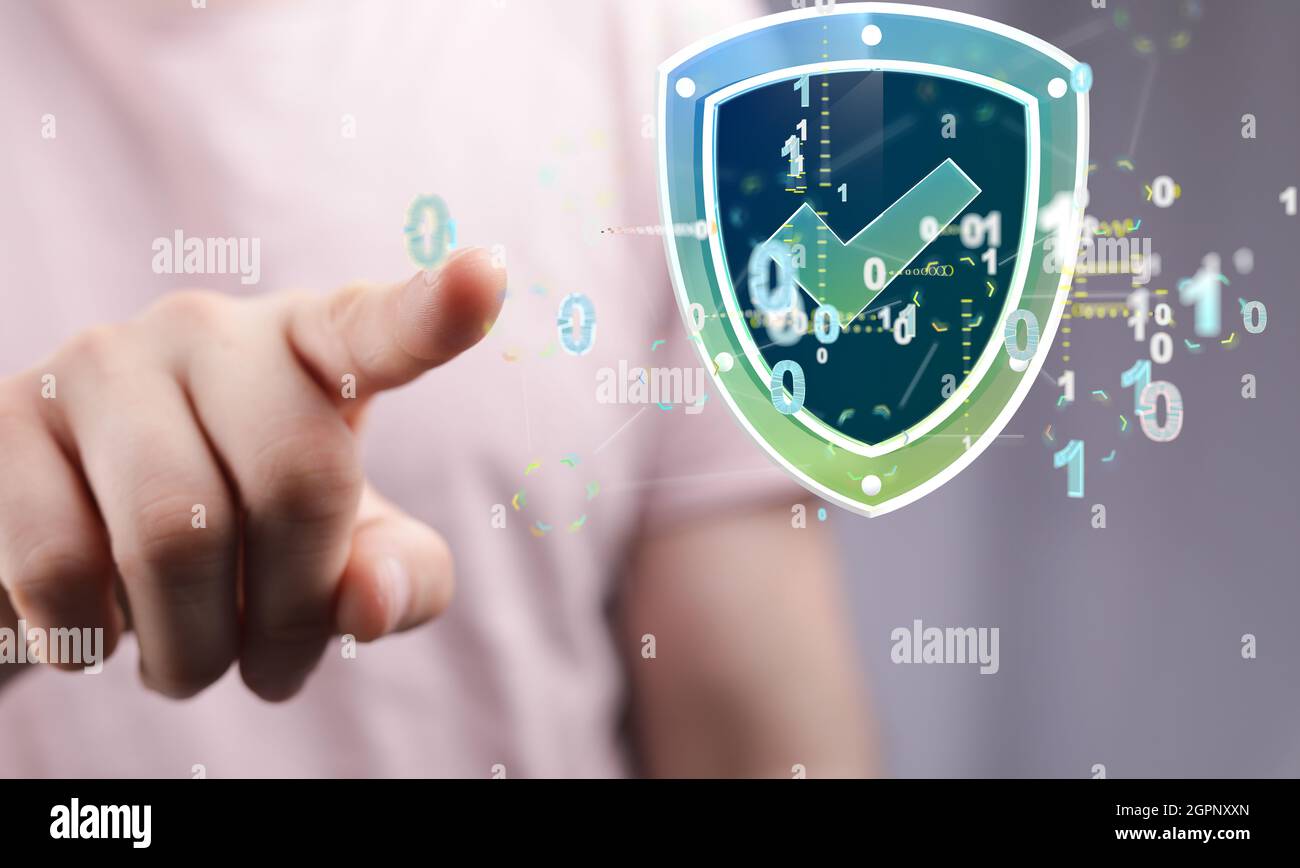 3D rendering of a security shield; data protection concept; a shield ...