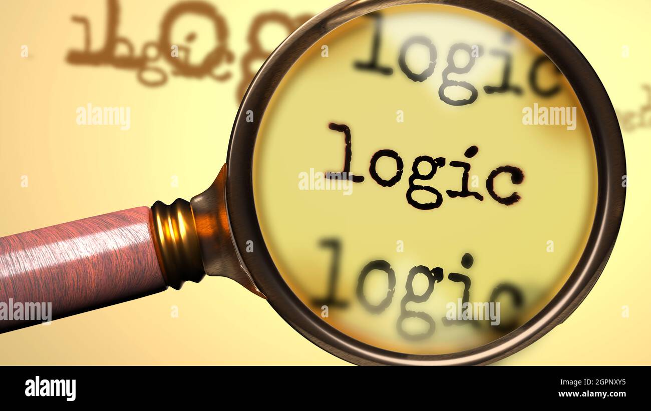 Logic - abstract concept and a magnifying glass enlarging English word ...
