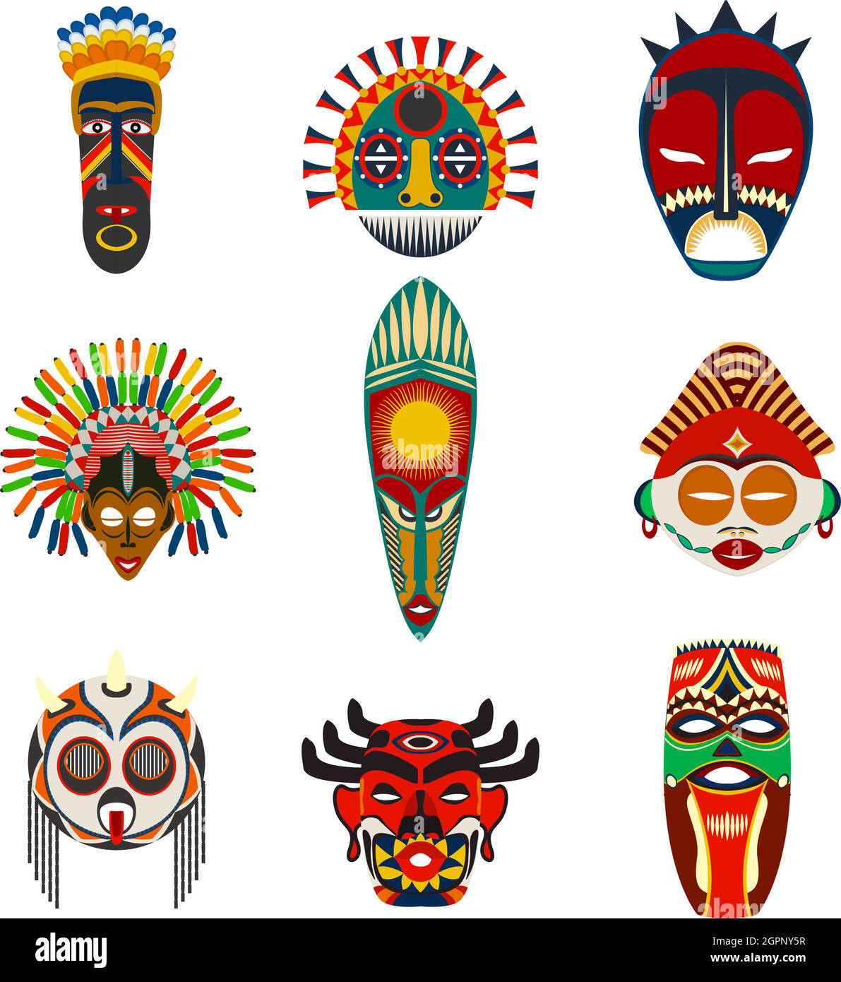Tribal masks set Stock Vector Image & Art - Alamy