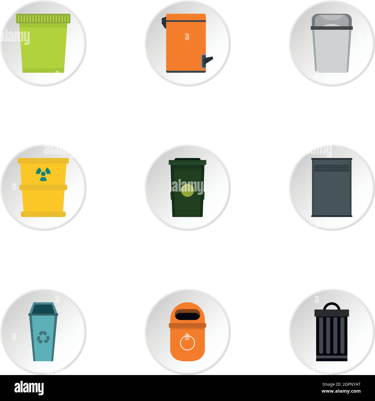 Garbage icons set, flat style Stock Vector Image & Art - Alamy
