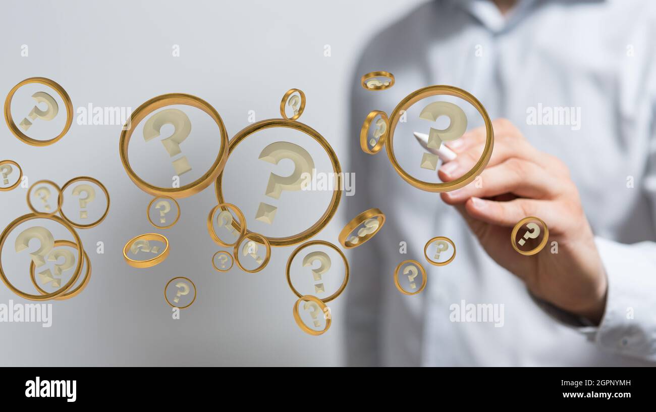 Problem solving with digital question marks; 3D rendering Stock Photo - Alamy