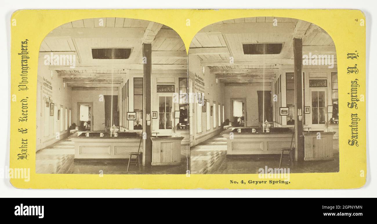 Geyser Spring, 1875/99. [Scene in an office with mugs for drinking the ...