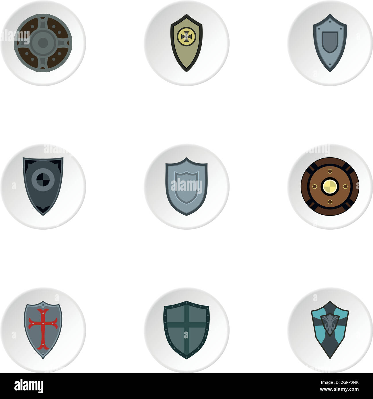 Army shield icons set, flat style Stock Vector Image & Art - Alamy