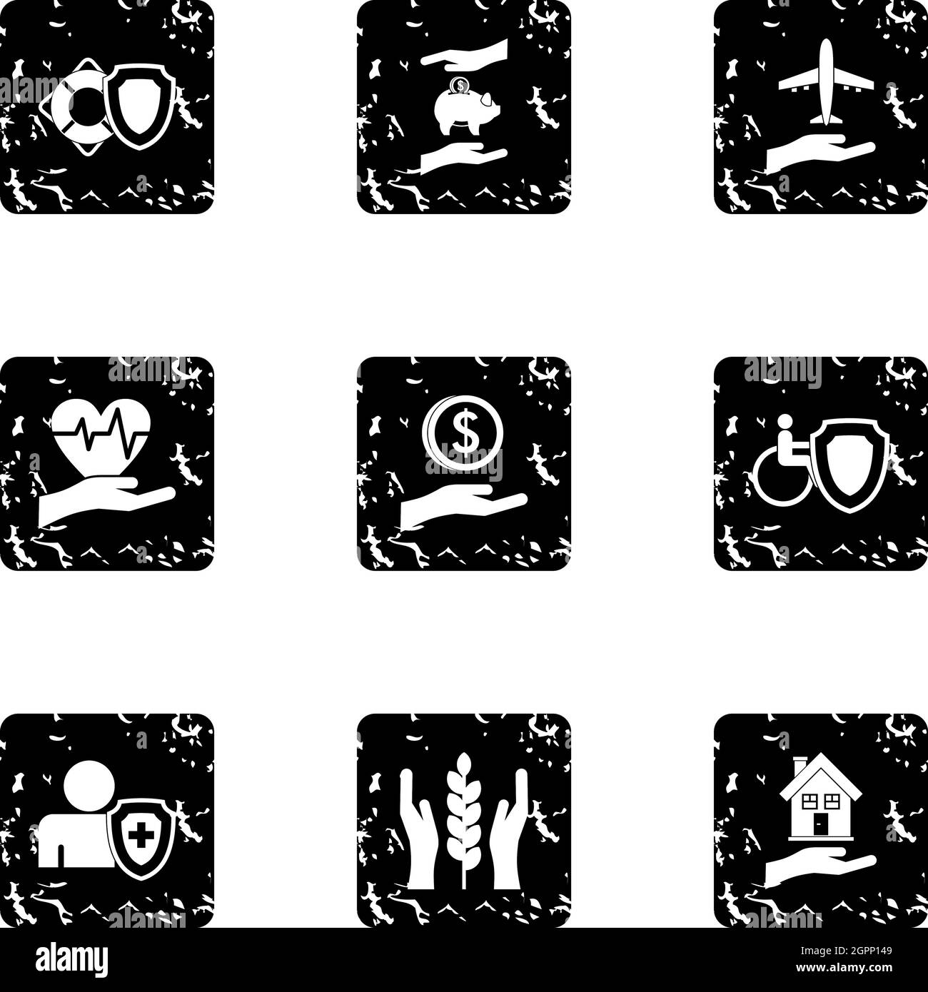 Assurance icons set, grunge style Stock Vector Image & Art - Alamy