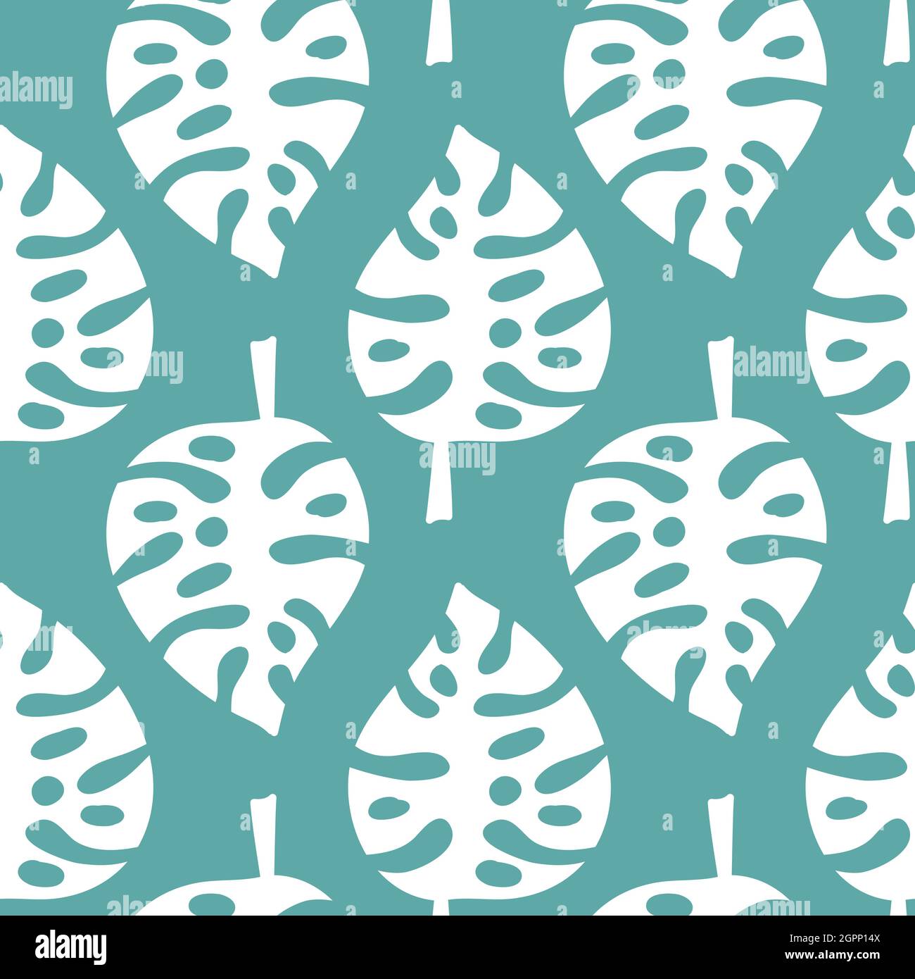 Monstera leaf seamless pattern, tropical white leaf, vector ...