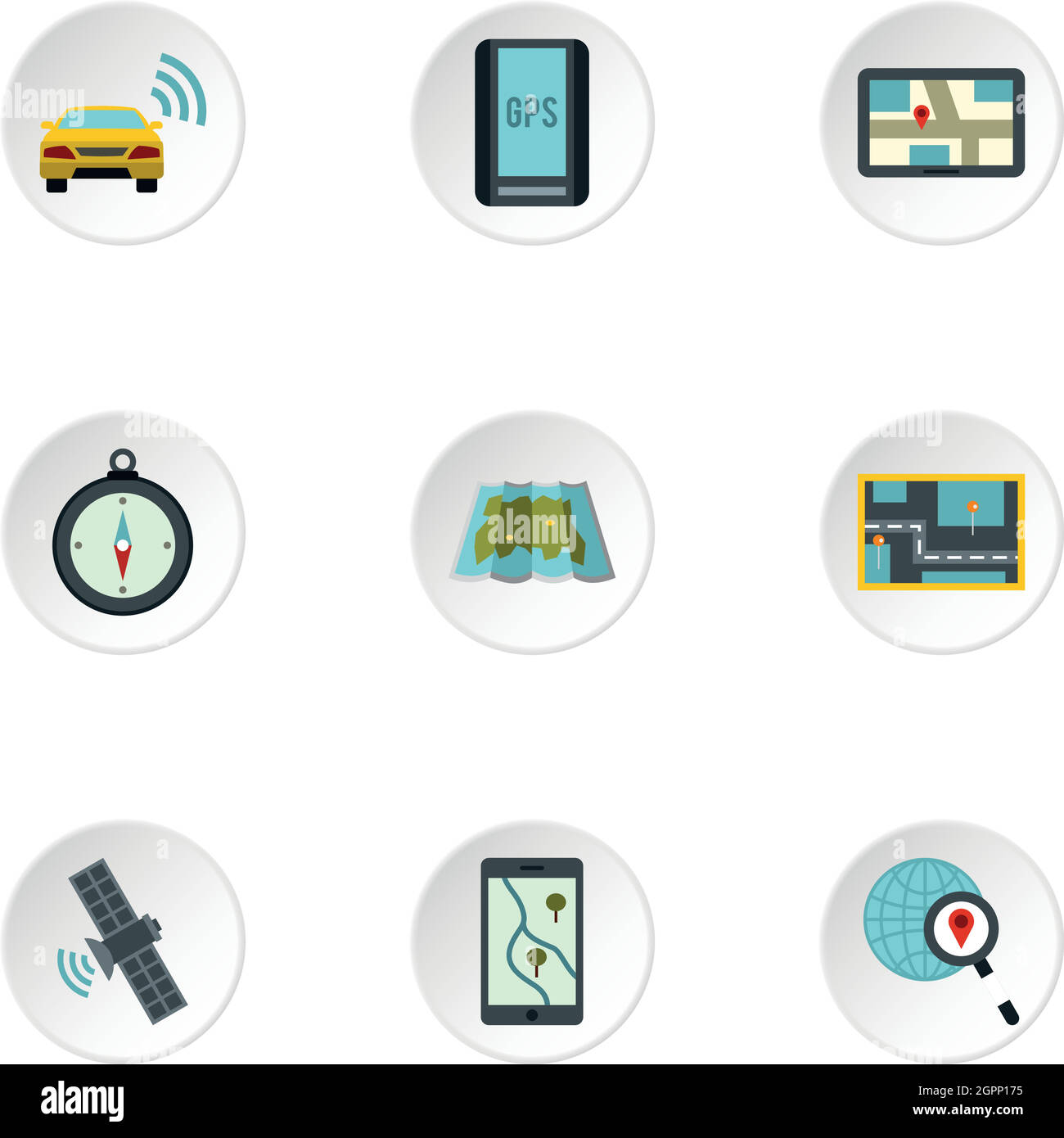 GPS icons set, flat style Stock Vector Image & Art - Alamy
