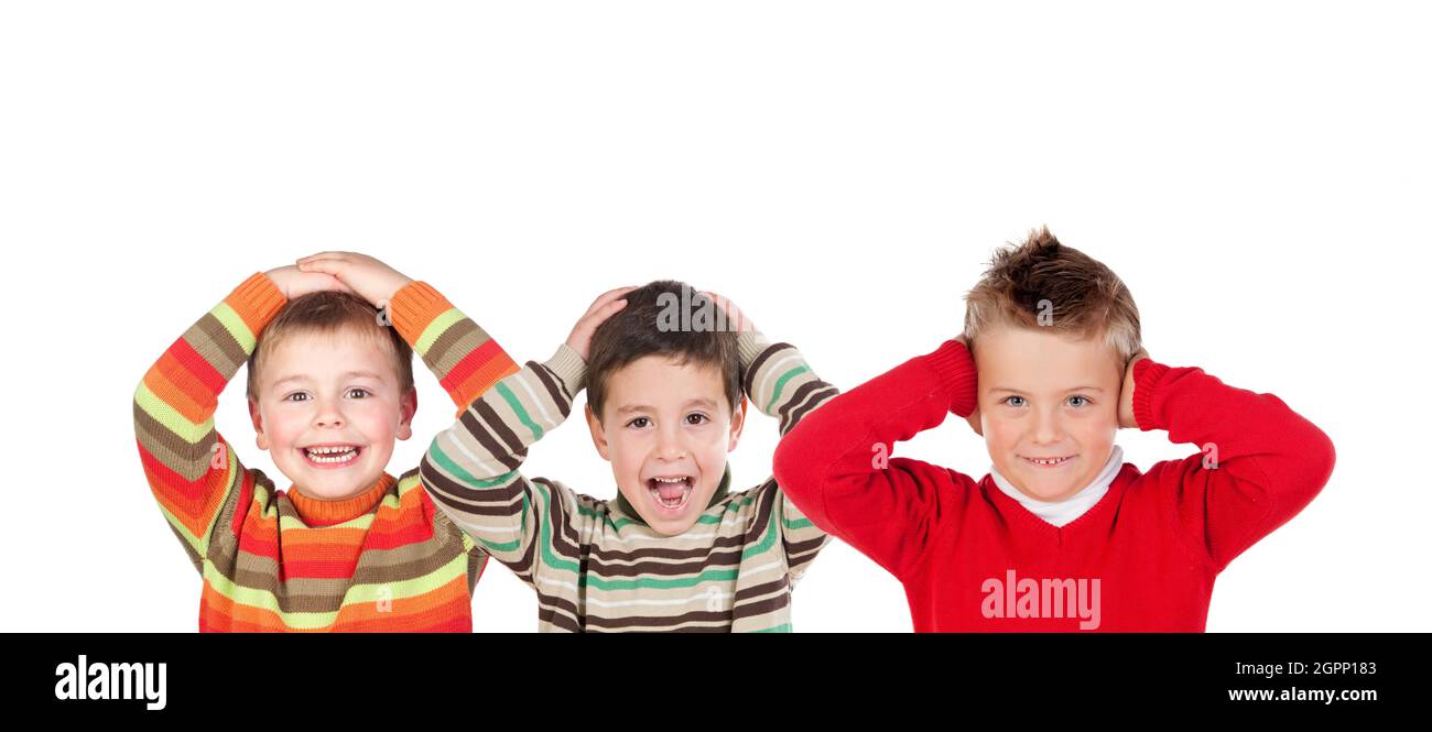 Surprised children isolated on a white background Stock Photo - Alamy