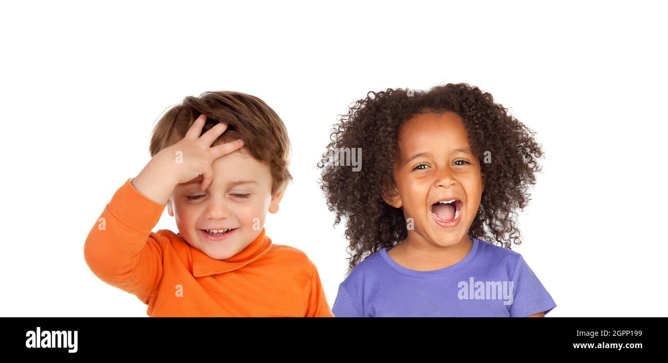 Surprised children isolated on a white background Stock Photo - Alamy