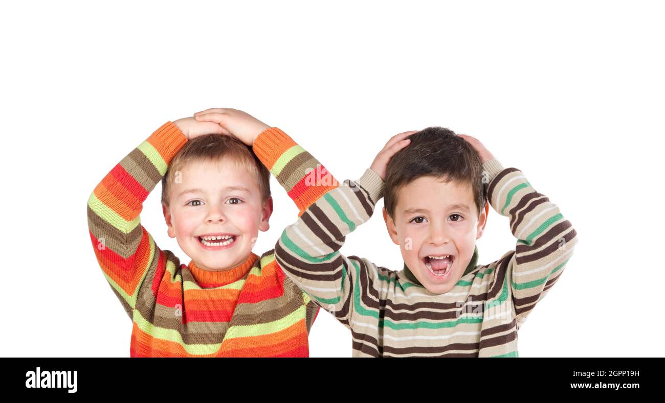 Surprised children isolated on a white background Stock Photo - Alamy