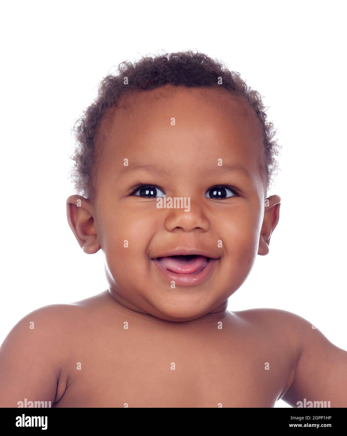Beautiful african baby with a cute smile isolated on a white background ...