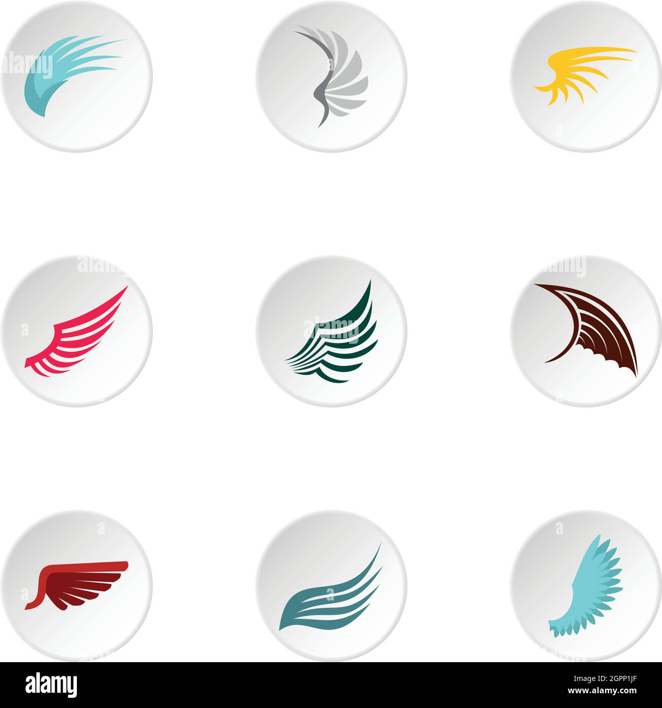 Feather wings icons set, flat style Stock Vector Image & Art - Alamy