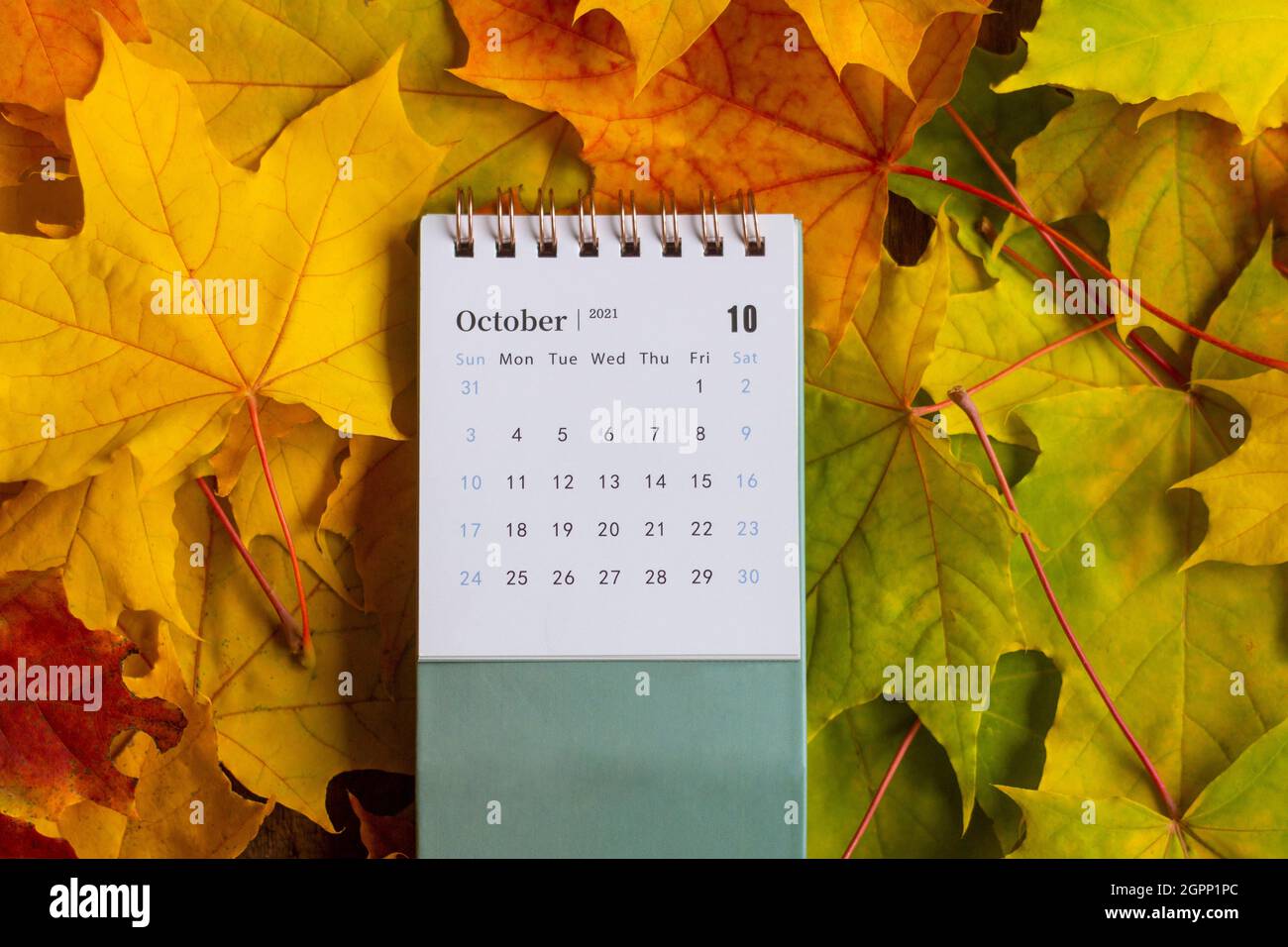 Tear-off calendar for October 2021. Desktop calendar for planning and ...