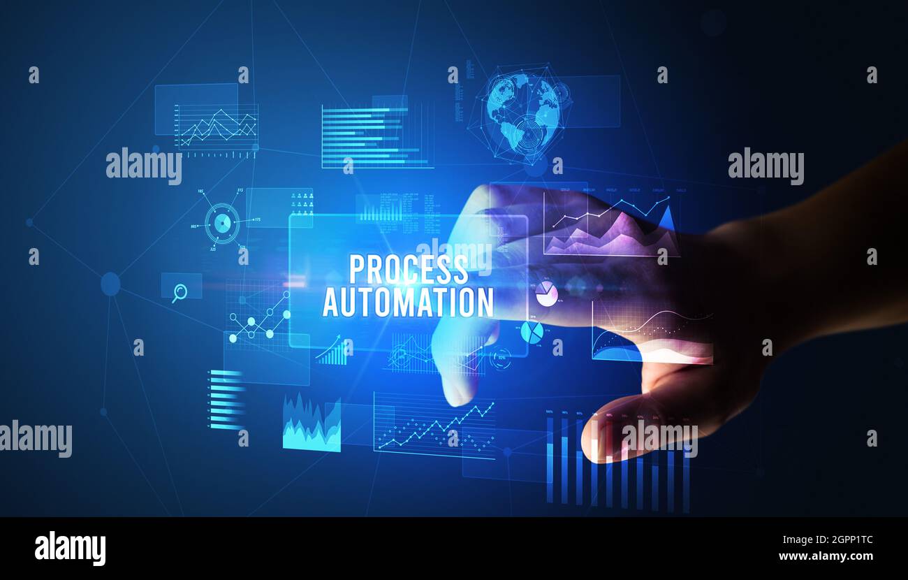 hand touching digital button, modern technology concept Stock Photo - Alamy