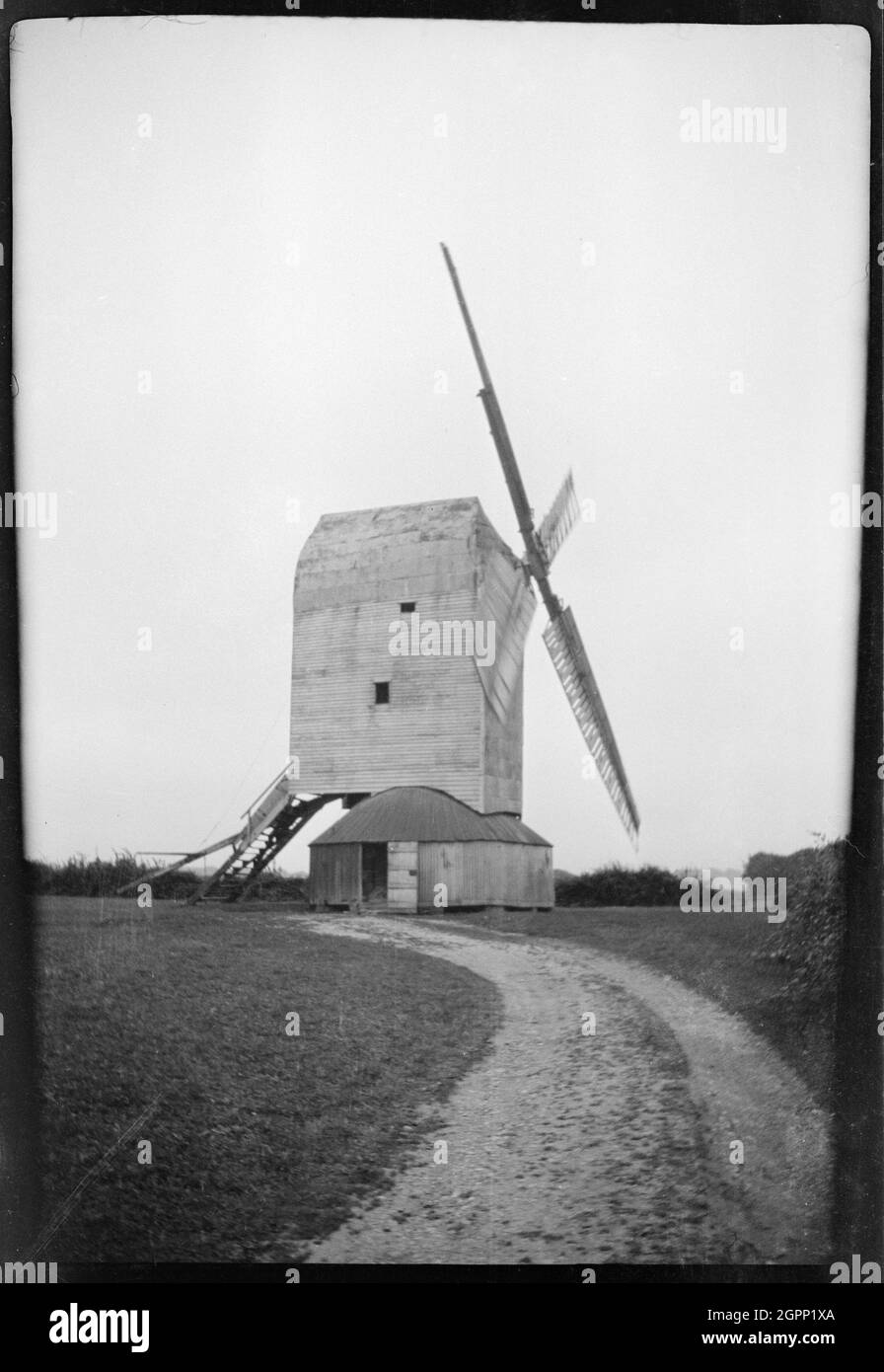 Blackboys Post Mill, Framfield, Wealden, East Sussex, 1932. A view of ...