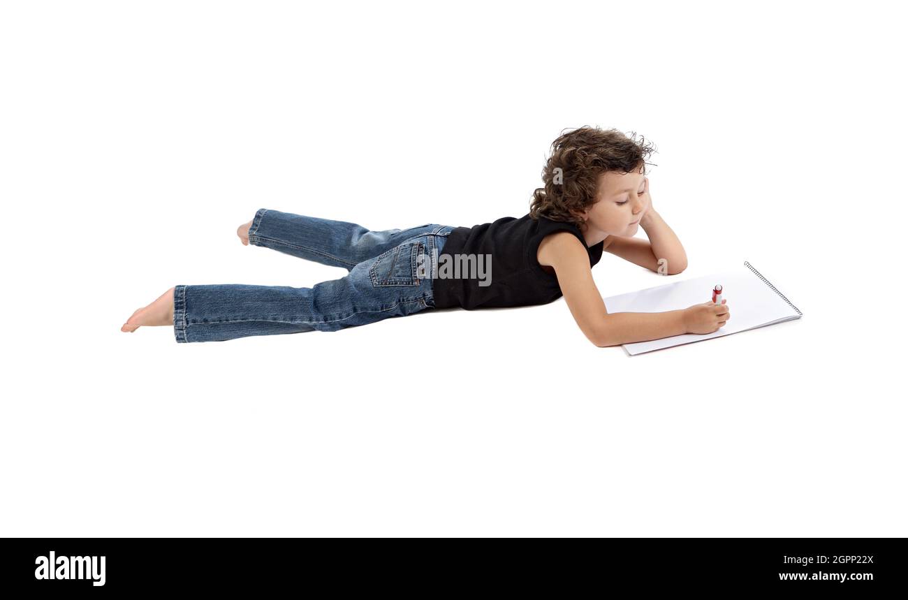 School boy writing exercise in notebook. Schoolboy homework Stock Photo ...