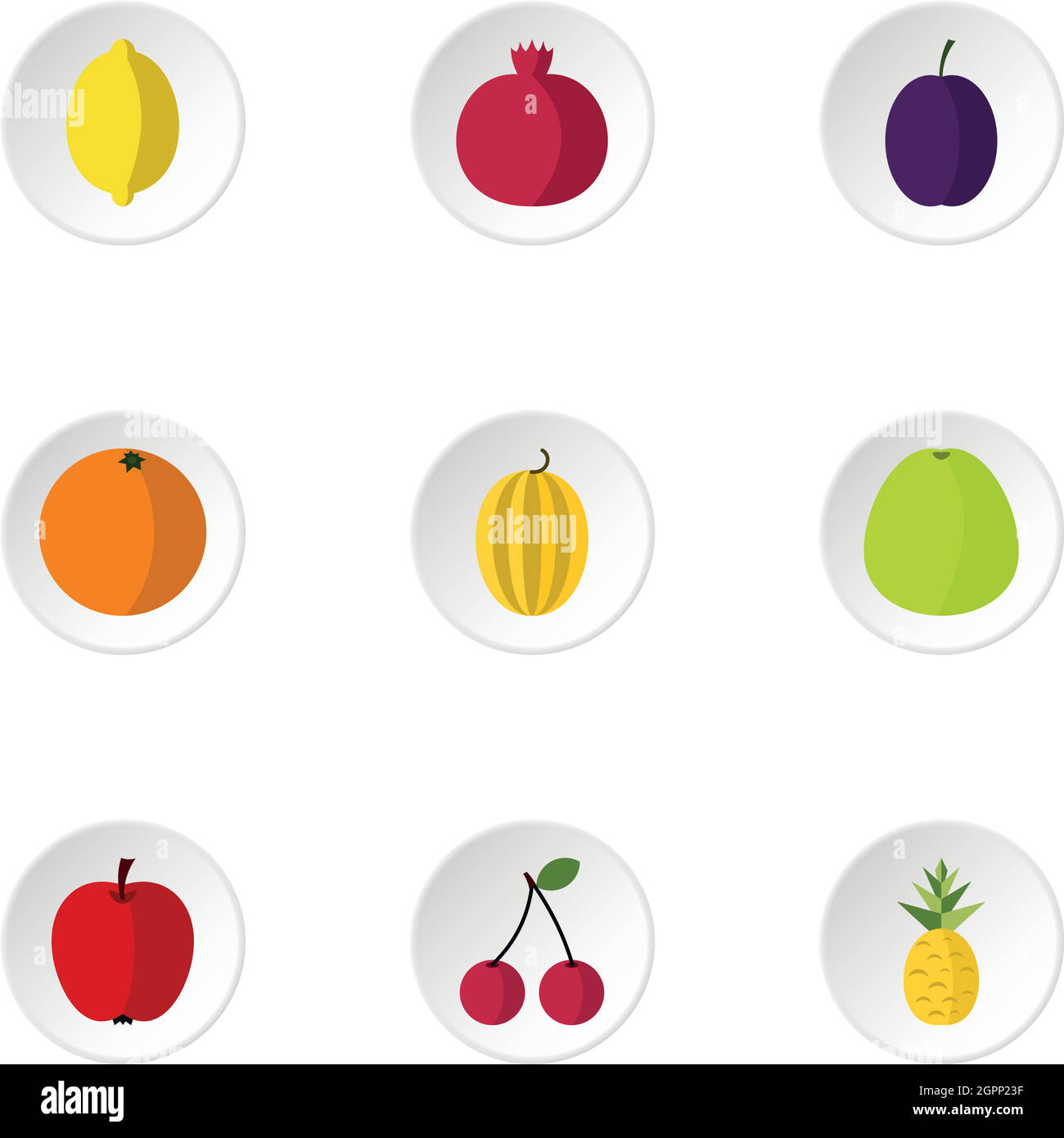 Flat fruit icons hi-res stock photography and images - Alamy