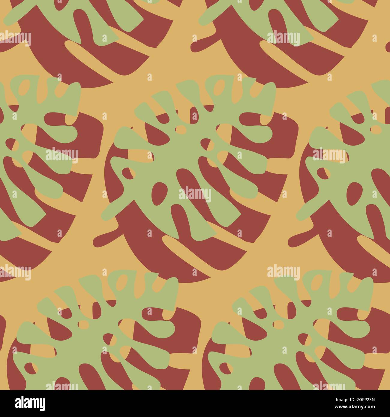 Monstera seamless pattern, carved tropical leaf pastel, vector ...