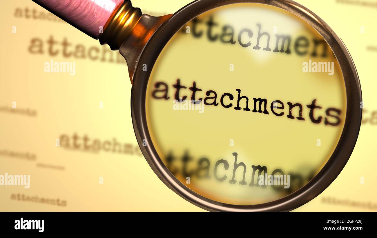 Attachments and a magnifying glass on English word Attachments to ...