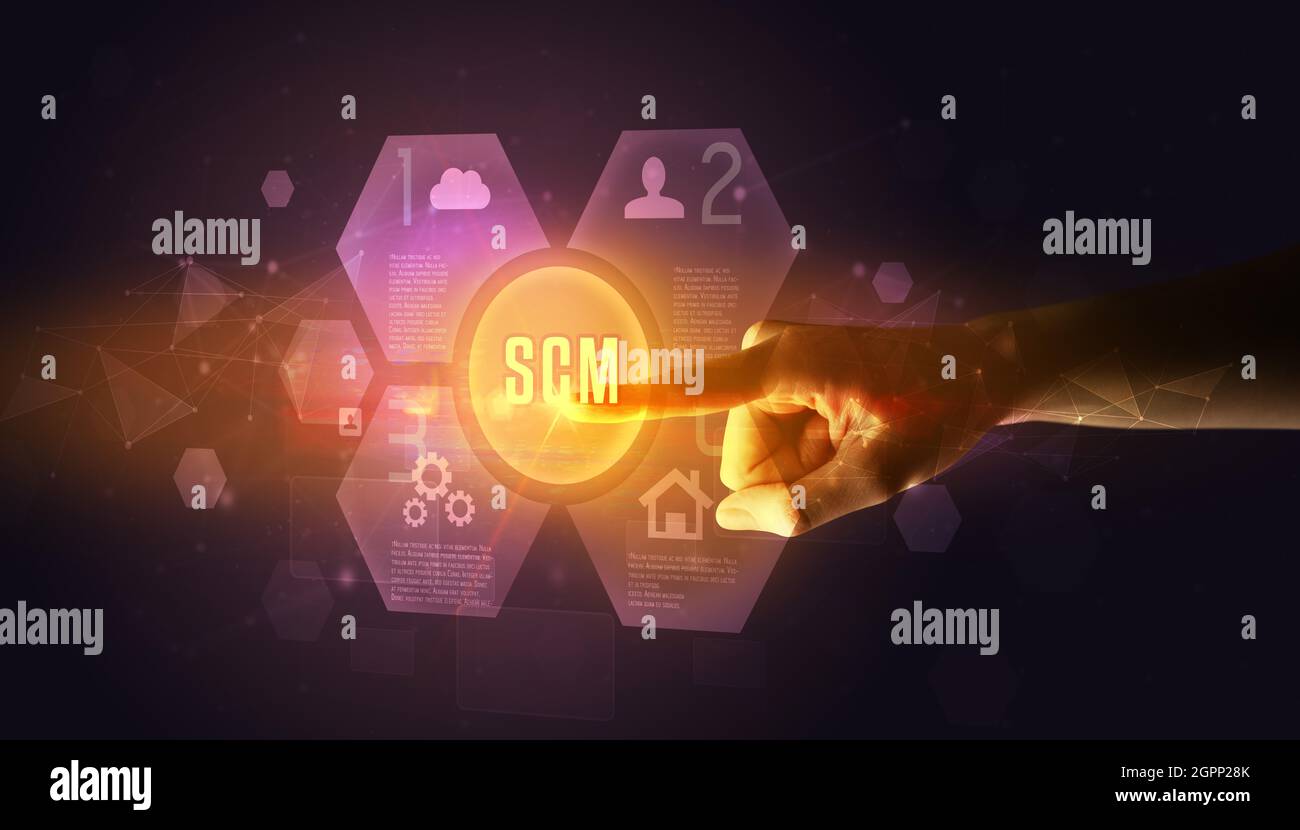 Hand touching digital button concept Stock Photo - Alamy