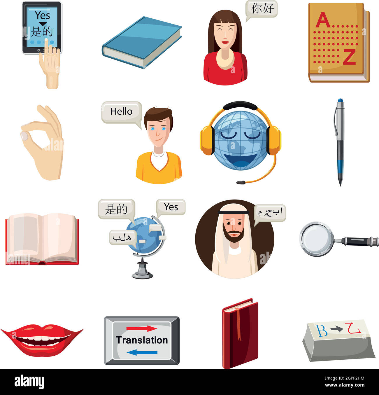 Translator profession icons set, cartoon style Stock Vector Image & Art ...