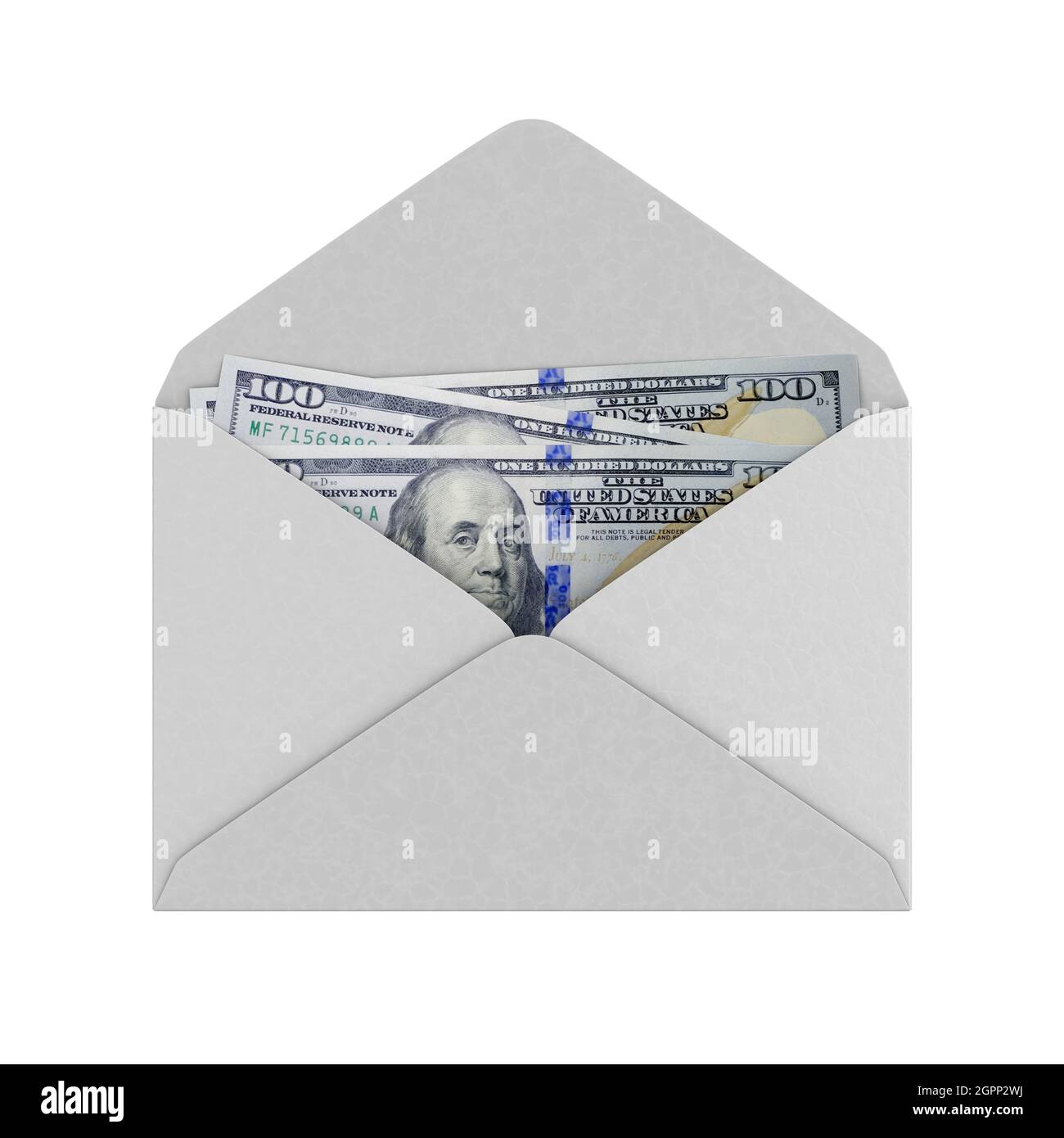 envelope with money on white background. Isolated 3D illustration Stock ...