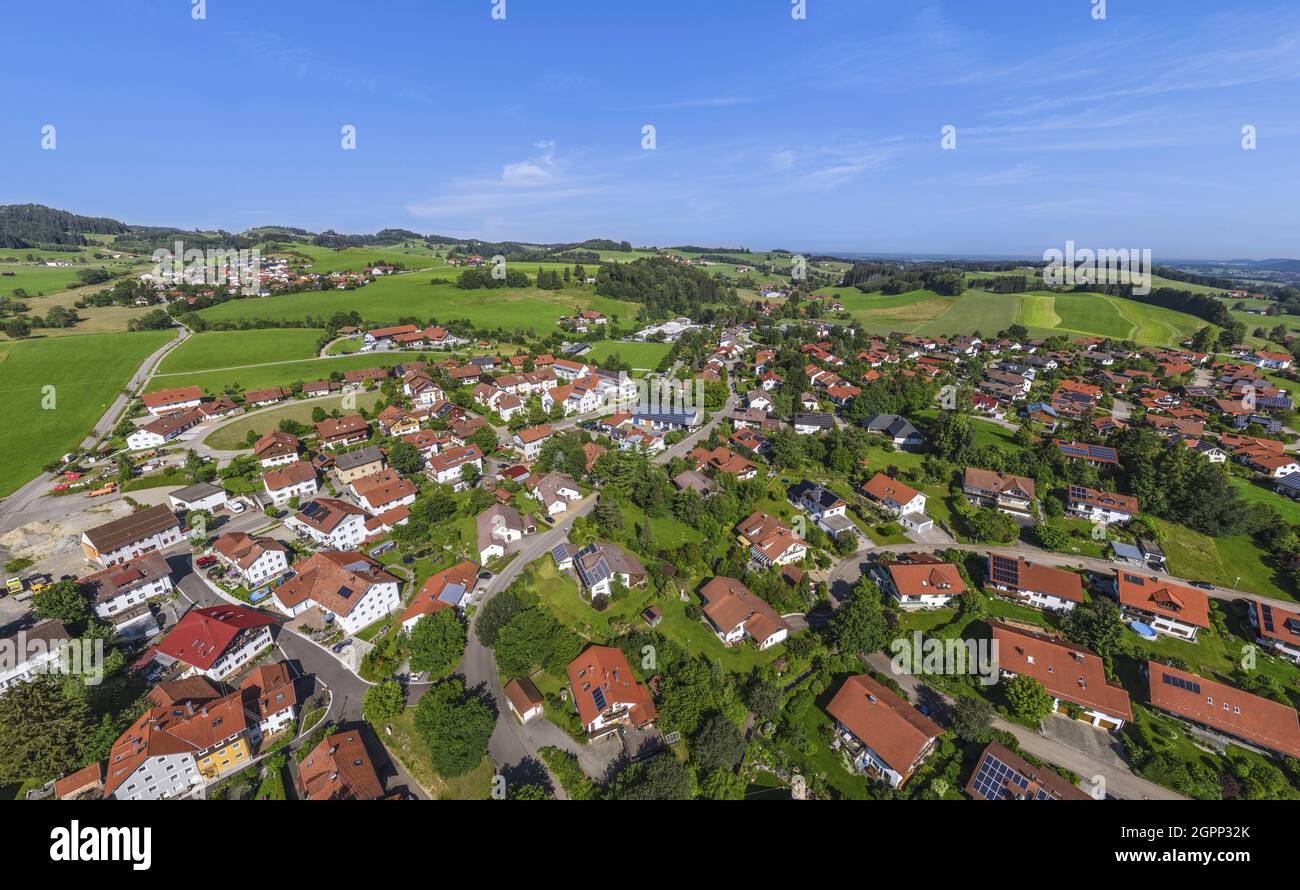 Bird's eye view to Wiggensbach in bavarian Allgaeu Stock Photo - Alamy
