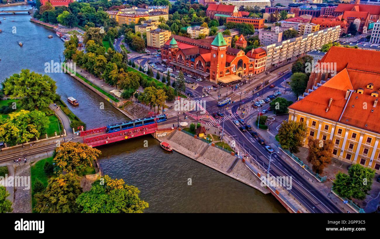 aerial view of the bridge in wroclaw city Stock Photo - Alamy