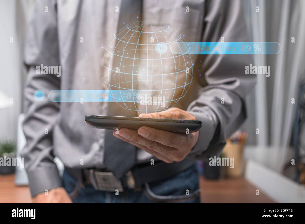 Man uploading data cloud hi-res stock photography and images - Alamy