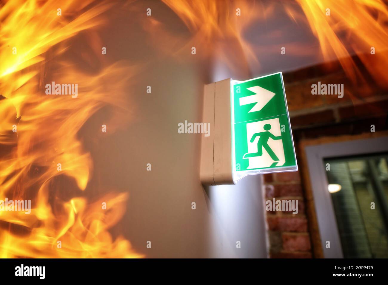 fire and emergency exit in a city building Stock Photo - Alamy