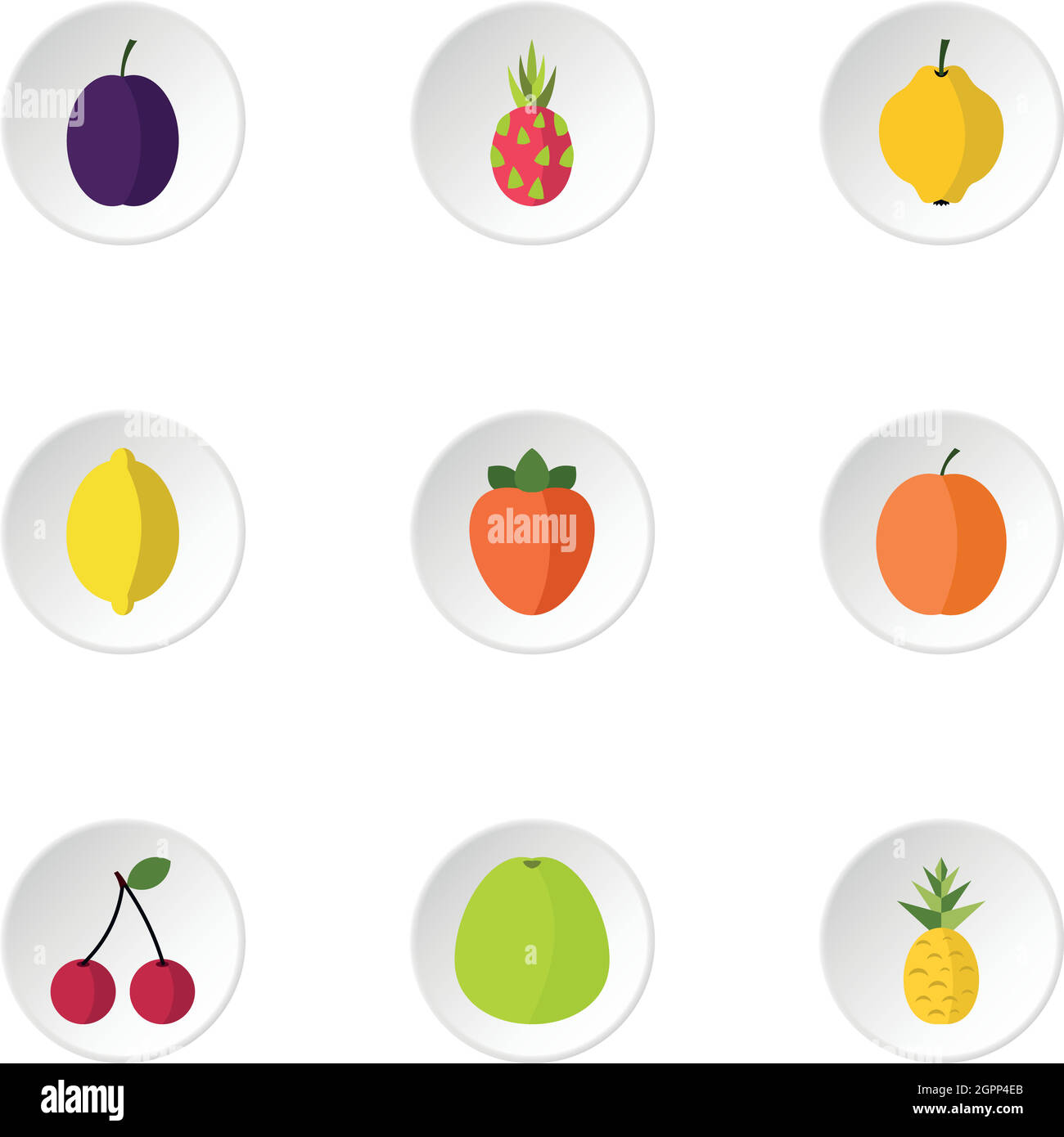 Fresh fruit icons set, flat style Stock Vector Image & Art - Alamy