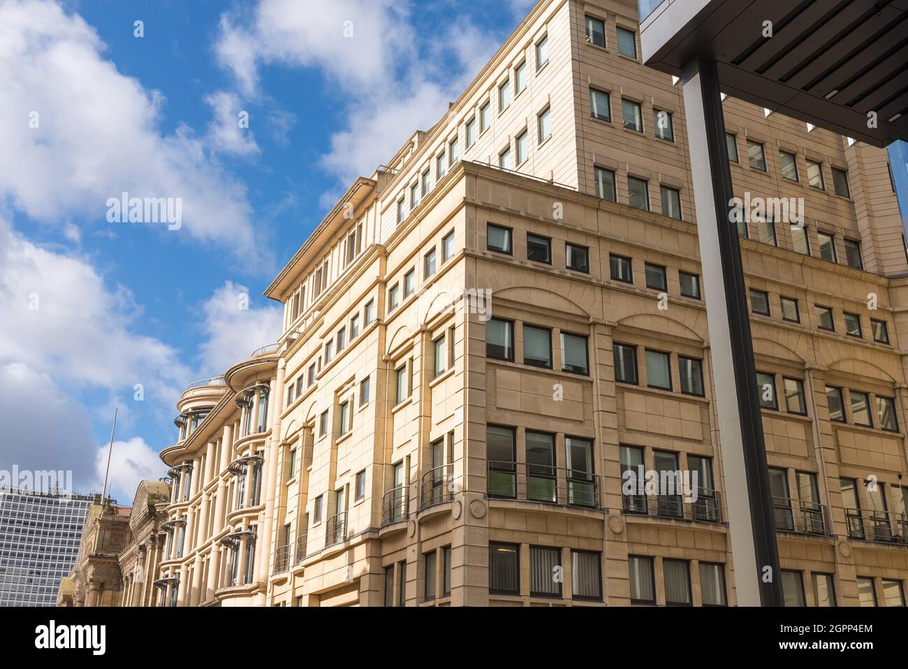 Modern yellow stone office building at 115 Colmore Row, Birmingham, UK ...