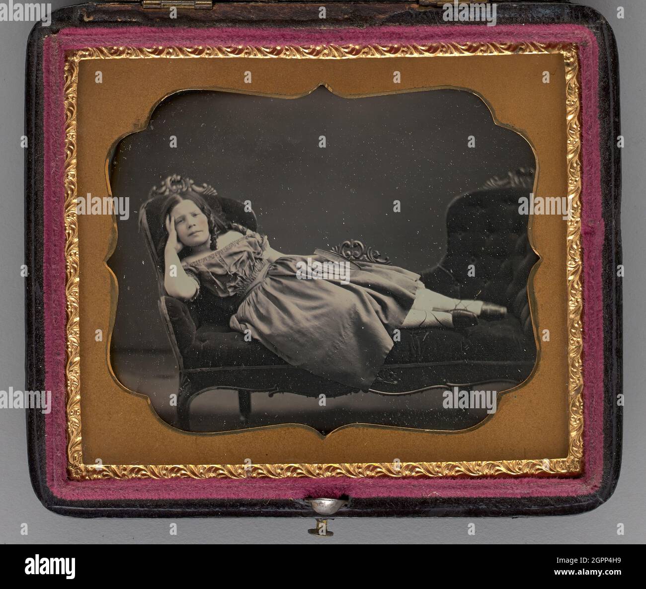 Untitled (portrait of a girl reclining on a chaise longue), 1855 ...