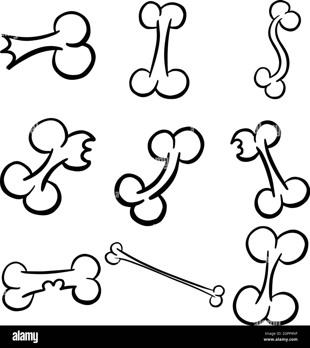 Cartoon Bones Halloween Funny Illustration Collection Stock Vector ...