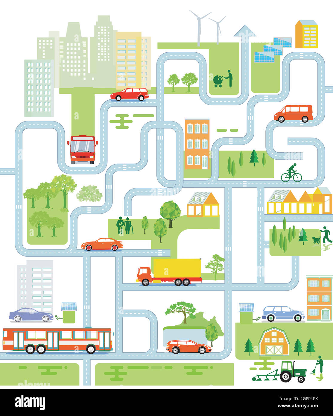 City streets with pedestrians and cars Stock Vector Image & Art - Alamy