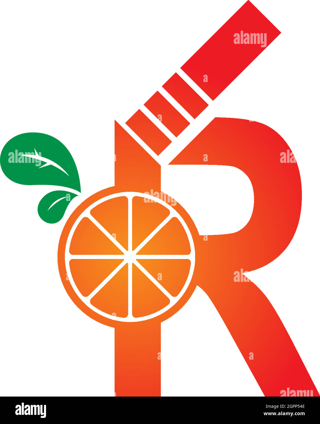 Letter R with juice orange icon logo design template Stock Vector Image ...