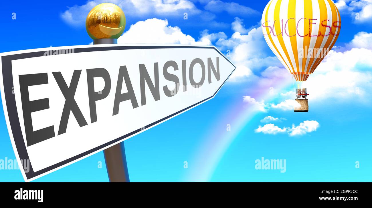 Expansion leads to success - shown as a sign with a phrase Expansion ...