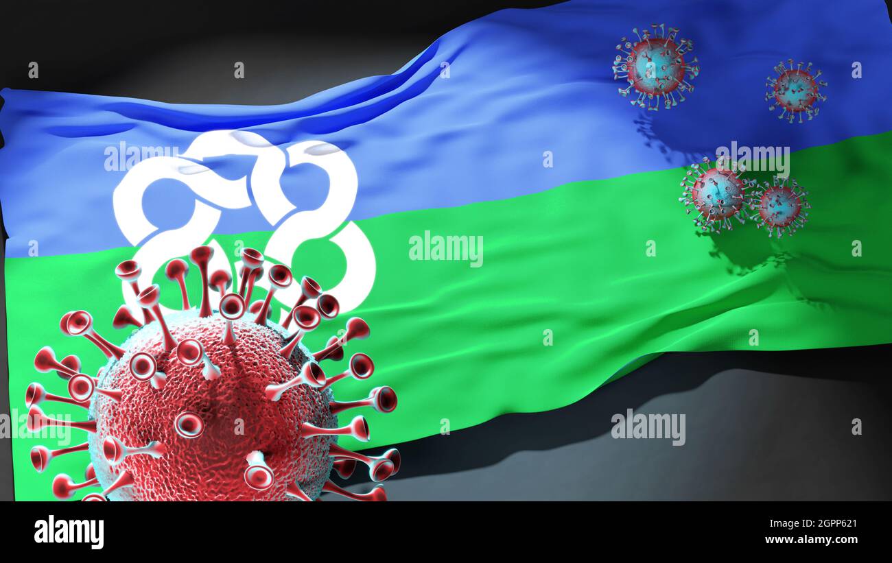 Covid in Metropolitan Toronto - coronavirus attacking a city flag of ...