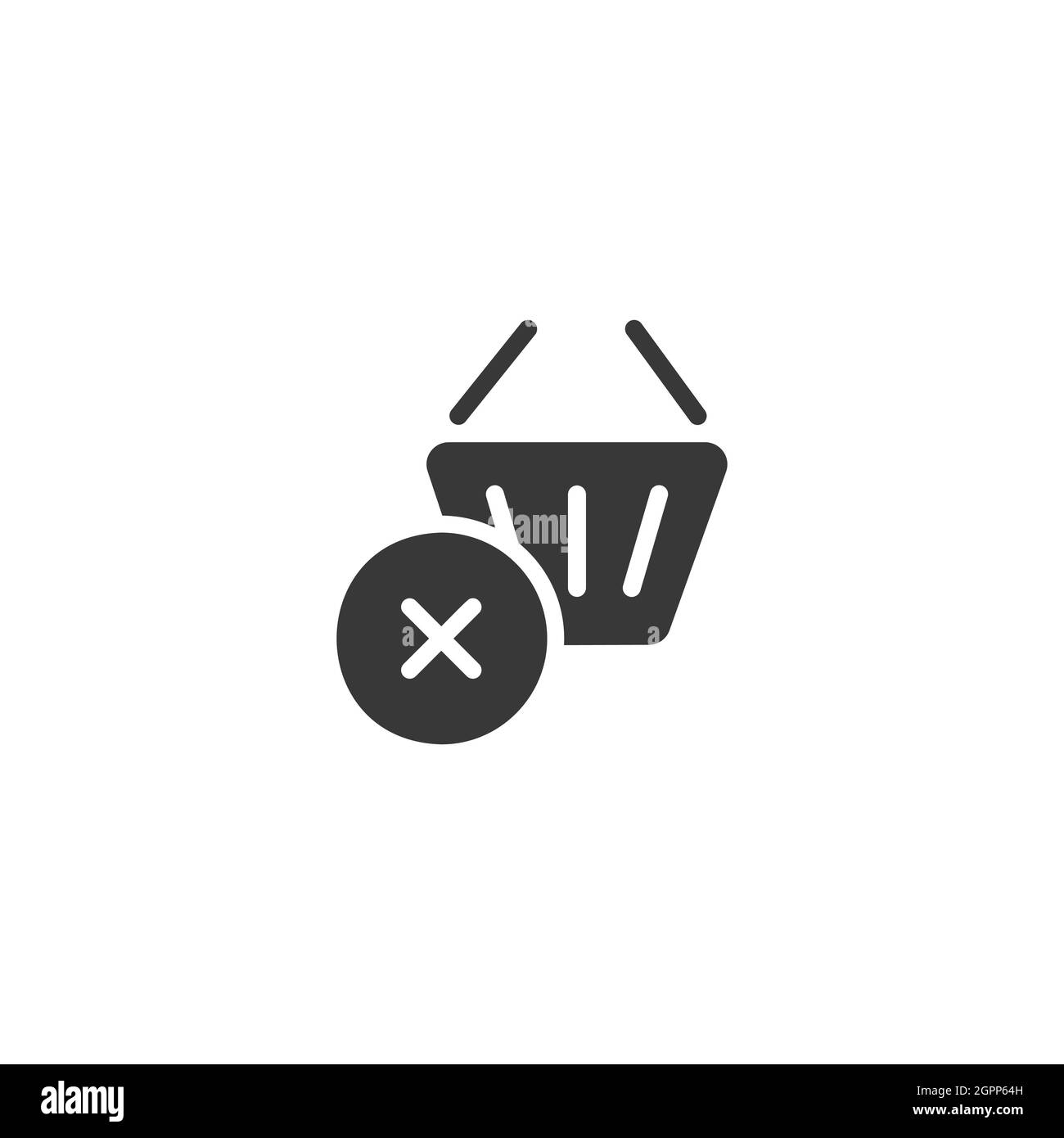 Shopping basket. Cross mark. Isolated icon. Commerce glyph vector ...