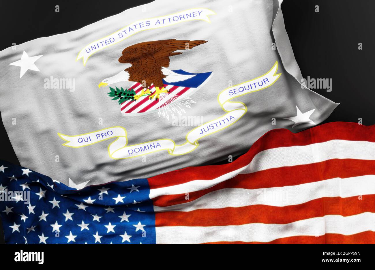 Flag of a United States Attorney along with a flag of the United States ...
