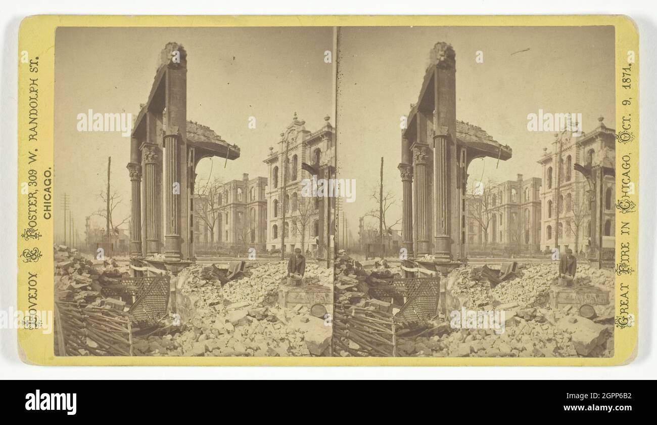 Court House, seen through ruins of Fifth National Bank, 1871. [Damaged ...