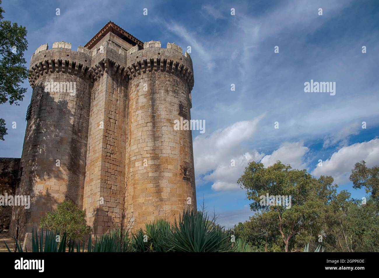 old castle in the abandoned village of Granadilla, Spain Stock Photo ...