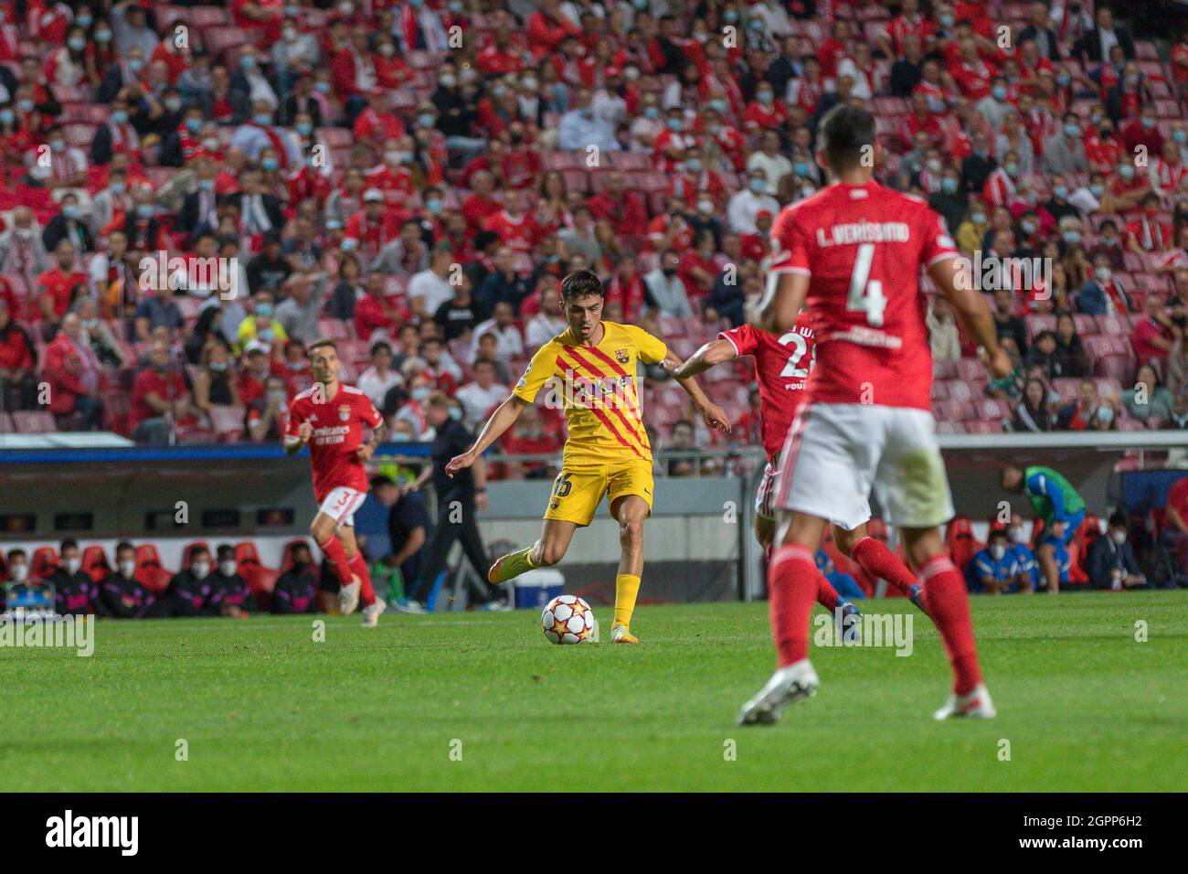 September 29, 2021. Lisbon, Portugal. Barcelona's midfielder from Spain ...