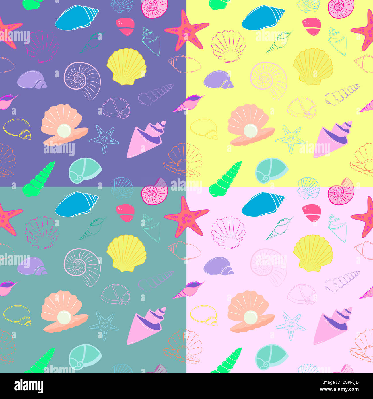 sea shells seamless background pattern Stock Vector Image & Art - Alamy