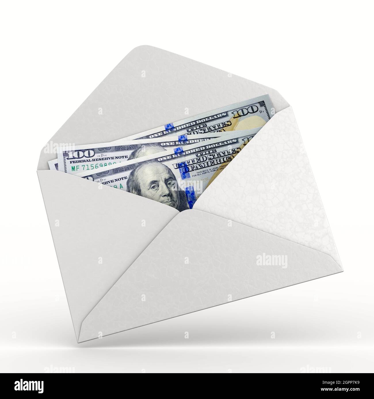 envelope with money on white background. Isolated 3D illustration Stock ...