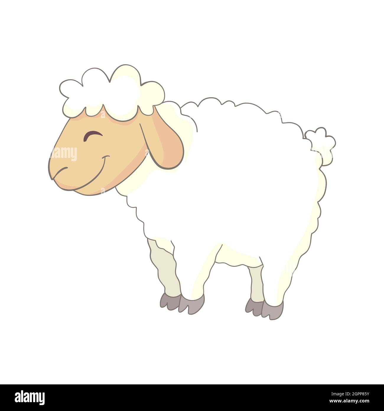 Vector Illustration cute lamb in the style cartoon on a white ...