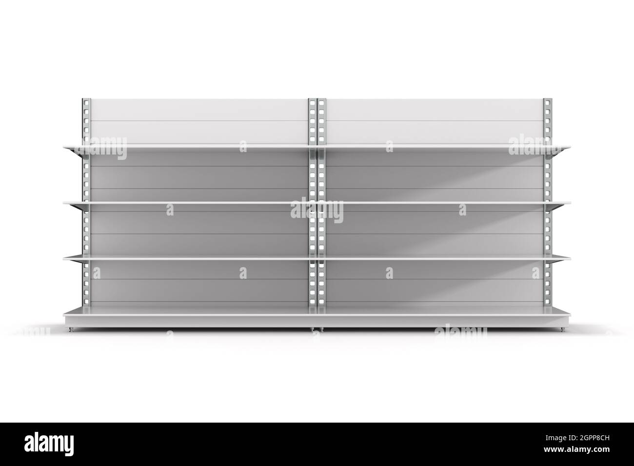 Empty store shelves on white background. Isolated 3D illustration Stock ...