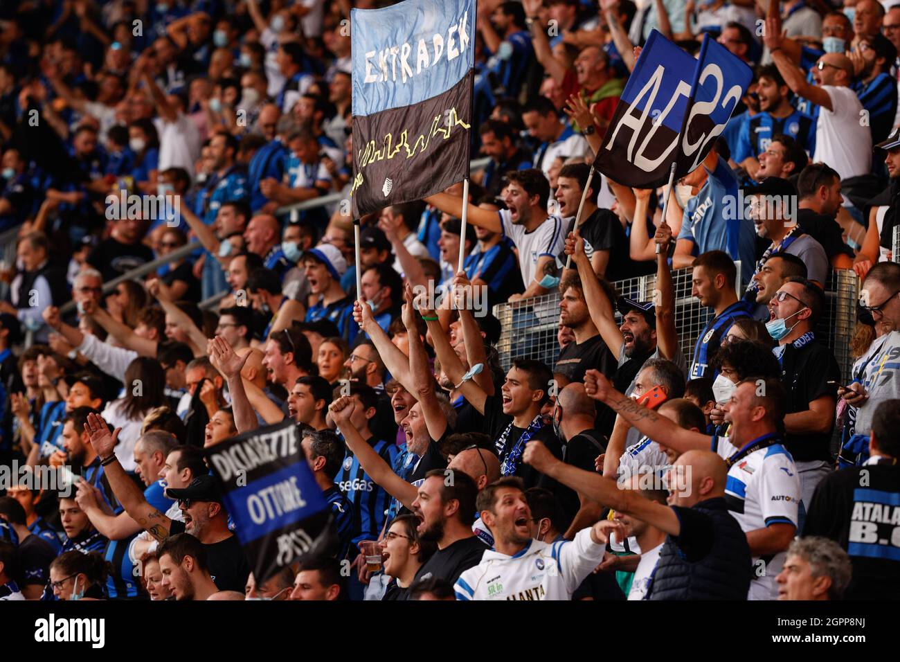 Bergamo, Italy. 29th Sep, 2021. Atalanta supporters during Atalanta BC ...
