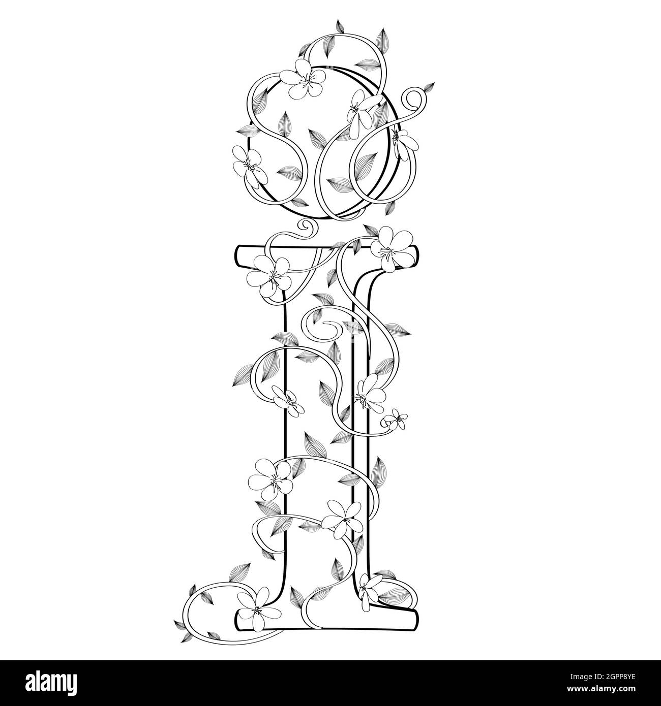 Letter I floral sketch Stock Vector Image & Art - Alamy