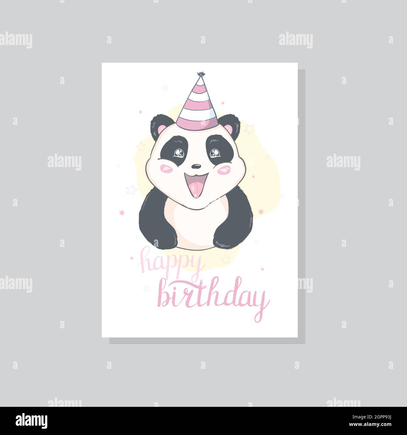 Panda vector print, baby shower card. panda cartoon illustration ...